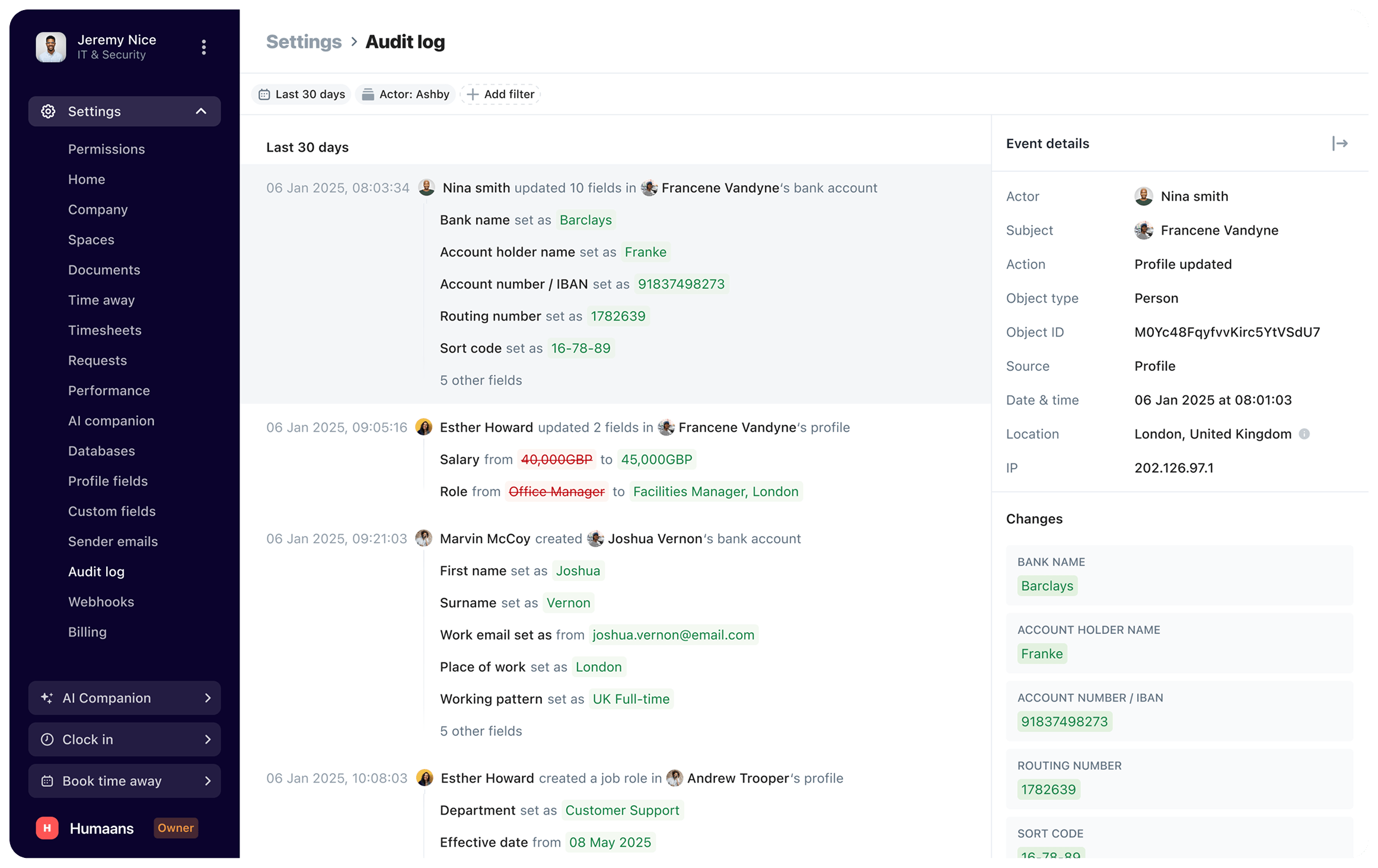HR Audit Trail | Humaans